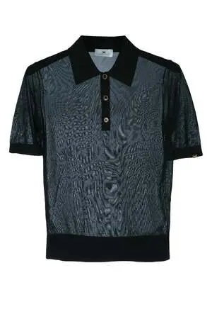 Elisabetta Franchi Tricot Knit Polo Shirt - Nero
