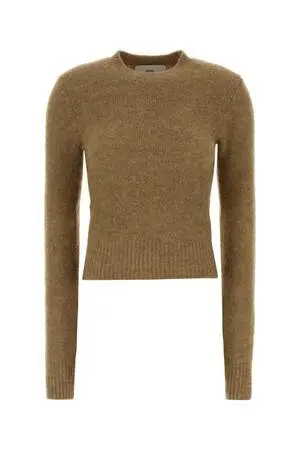 AMI Paris Stretch Alpaca Blend Crew Neck Sweater - Camel