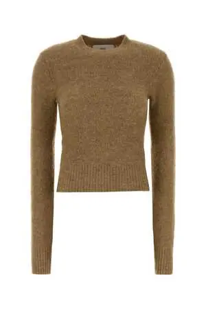 AMI Paris Stretch Alpaca Blend Crew Neck Sweater - Camel