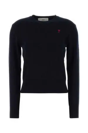 AMI Paris Merino Wool Crew Neck Sweater - Blue