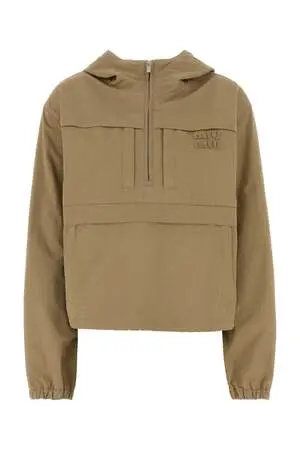 Miu Miu Embroidered Zip-up Hooded Jacket