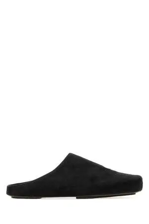 UMA WANG Leather Hair Slippers - Black