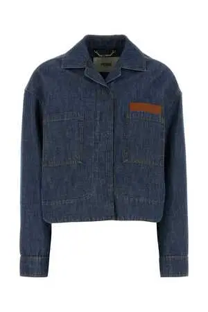 Fendi Denim Button-front Shirt With Classic Collar