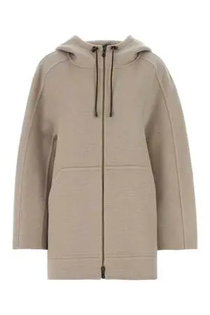 ATELIER 100% Cashmere Hooded Zip-up Jacket - Beige O Tan