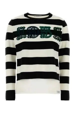 Max Mara Embroidered Virgin Wool Striped Sweater For