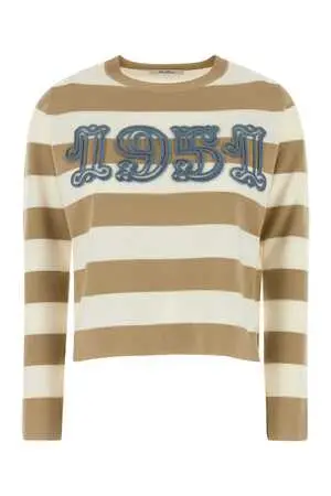 Max Mara Embroidered Virgin Wool Striped Sweater