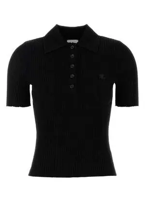 COURREGES Viscose-blend Polo Shirt - Black