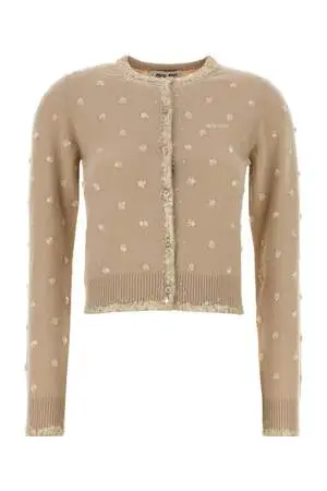 Miu Miu Embellished Cashmere Cardigan - Pink