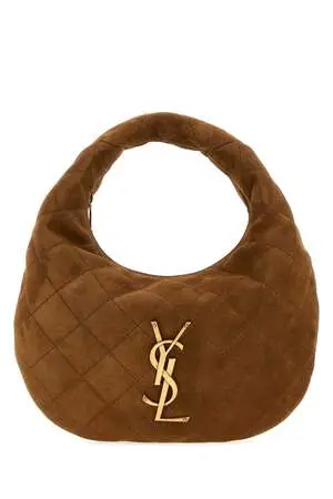 Saint Laurent Icarino Suede Shoulder Handbag, 22 X 17 X 7 Cm - Brown