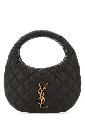Saint Laurent Icarino Nappa Leather Shoulder Bag With Golden Metal Finishing - Grey
