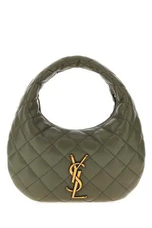 Saint Laurent Nappa Leather Shoulder Bag With Golden Hardware - Green