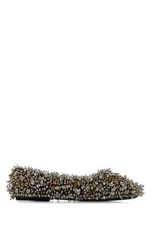 Dries Van Noten Embellished Fabric Ballerinas - Silver