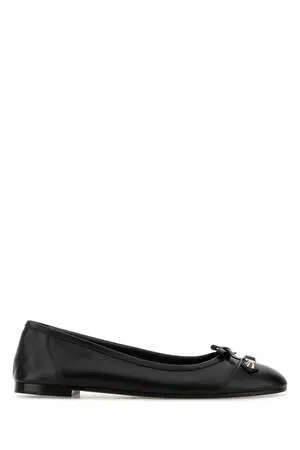 Balenciaga Leather City Up Ballerinas - Black