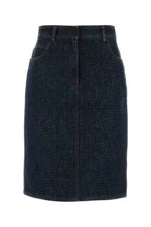 Fendi Denim Skirt With All-over Logo
