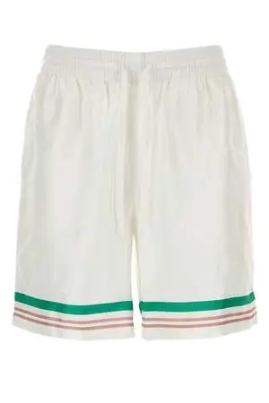 Casablanca Satin Bermuda Shorts In Silk - White