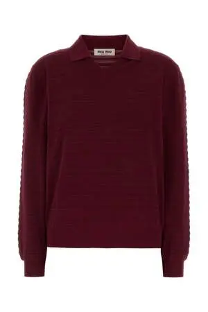 Miu Miu Embroidered Cotton Polo Shirt - Stripped