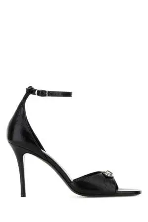 Balenciaga City Up Leather Sandals With Sculpted Heel