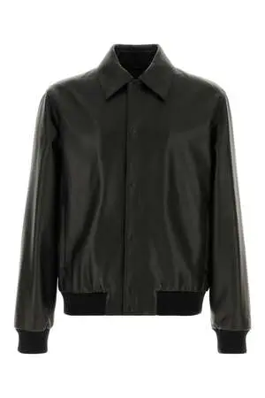 Fendi S Lamb Leather Bomber Jacket - Black