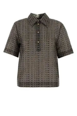 Fendi Printed Silk-blend Short-sleeve Polo Shirt - Checked