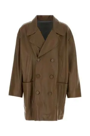 Fendi Premium Lamb Leather Jacket With Cashmere Lining - Brown