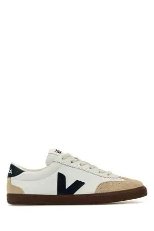 VEJA VEJA Volley Sneakers In Organic Traced Leather & Suede Whitenauticobark