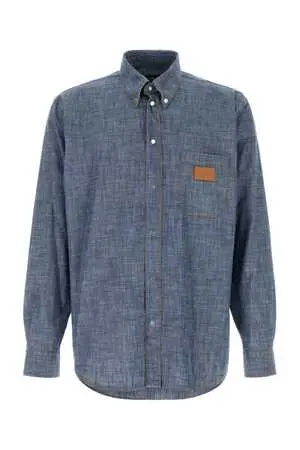 Fendi S Cotton Chambray Shirt - Light Blue