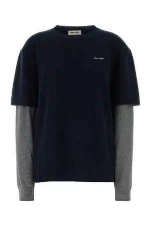 Miu Miu Layered Effect" Wool-blend Sweater With Cashmere And Silk