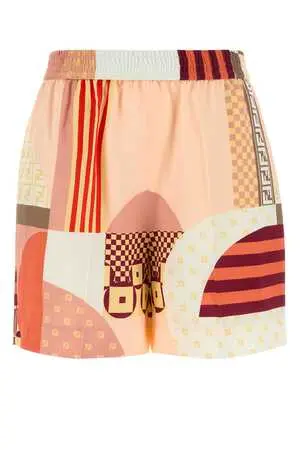 Fendi Crepe Shorts In Silk - Printed