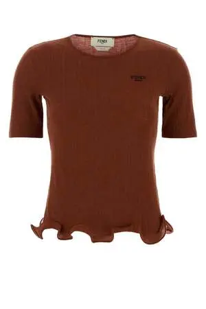 Fendi Brick Virgin Wool Top - Red