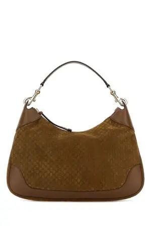 Gucci Medium Suede Shoulder Handbag With Gold-tone Hardware - Brown