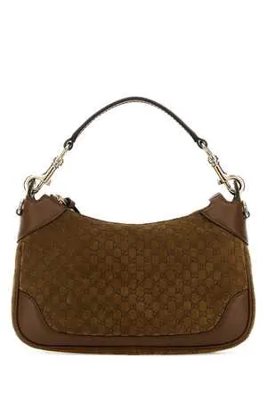 Gucci Suede Shoulder Handbag With Adjustable Strap - Brown