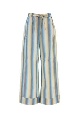 GANNI Embroidered Cotton Pajama Pants For - Stripped
