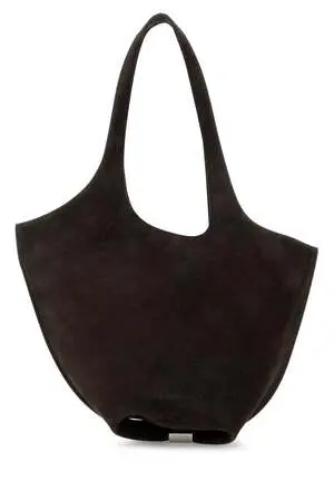Attico The Scoop Medium Suede Shoulder Bag With Silver-tone Hardware - Brown