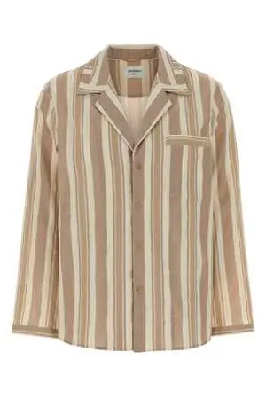 Saint Laurent Embroidered Striped Cotton Shirt - Stripped