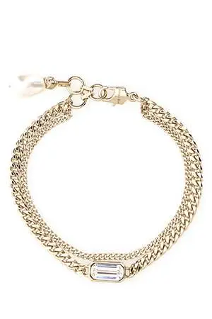 Alexander McQueen Chain Bracelet With Crystal Accent - Gold