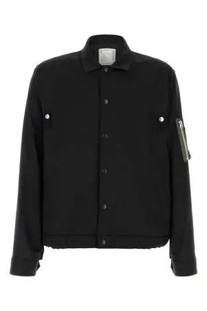 Sacai Twill Jacket In Wool-blend With Cupro Lining - Black