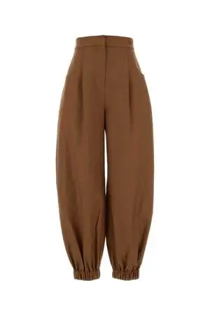 Fendi Linen-blend Wide-leg Trousers - Red
