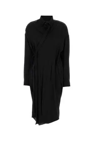 Balenciaga Satin Shirt Dress - Black
