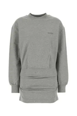 Attico Stretch Cotton Sweatshirt Mini Dress - Grey