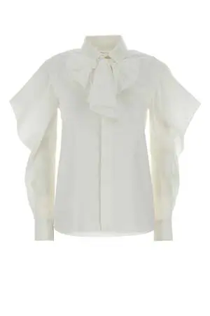 Sacai Poplin Shirt With Bow Detail - White