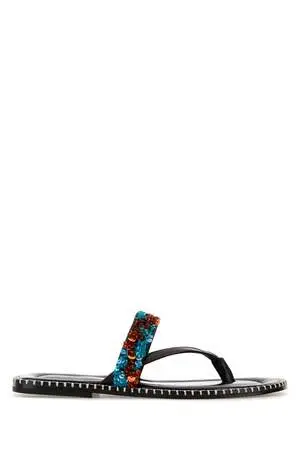 Dries Van Noten DRIES VAN NOTEN Embellished Leather Thong Sandals Brown
