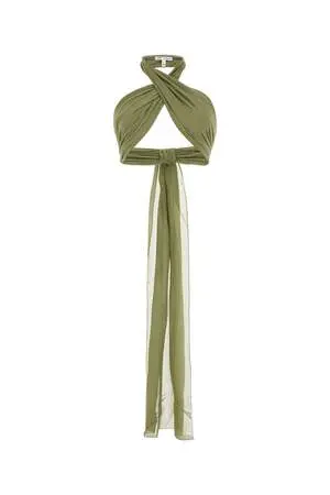 AMI Paris 100% Silk Crop-top - Green