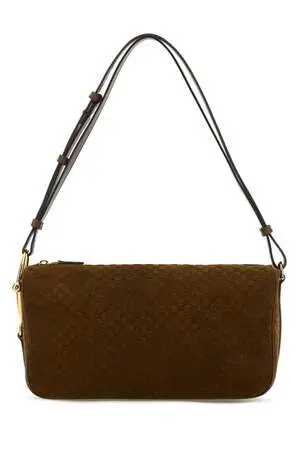 Gucci Medium Suede Half Horsebit Shoulder Bag With Adjustable Crossbody Strap - Camel