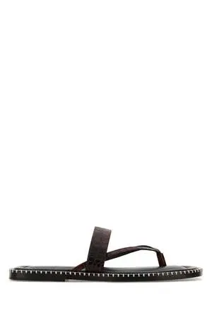 Dries Van Noten Leather Thong Slippers - Grey