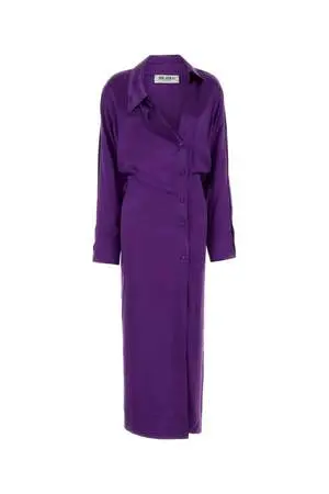 Attico Satin Shirt Dress - Purple