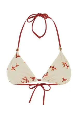 Fendi Fendi Printed Stretch Nylon Bikini Top Printed