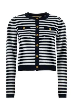 Michael Kors Embroidered Stretch Viscose-blend Cardigan - Stripped