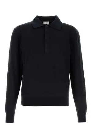 Saint Laurent Midnight Silk-blend Polo Shirt - Blue