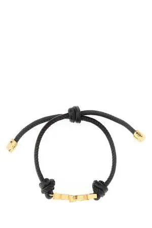 Saint Laurent Cassandre Leather Bracelet With Golden Hardware