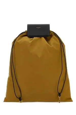 Saint Laurent Biscuit Canvas Shopping Handbag With Golden Metal Finishes - Camel
